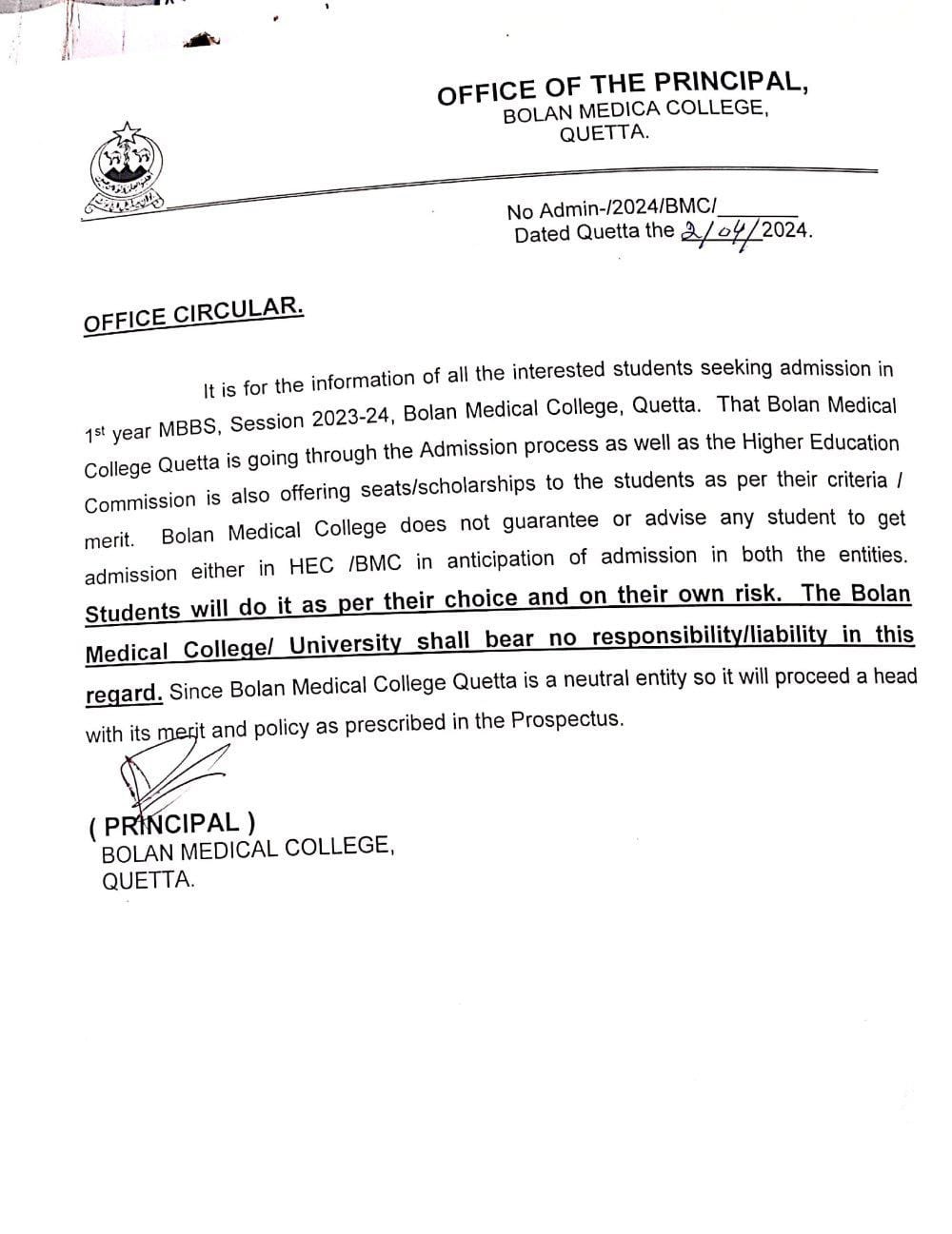 Office Circular – BMC